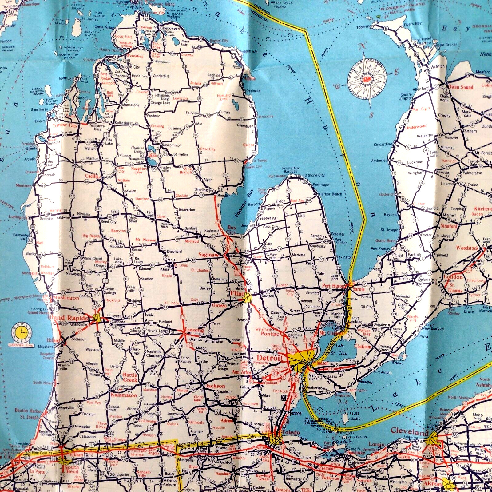 1957 Northeastern States AAA Travel Road Map Mileage Chart With Driving ...