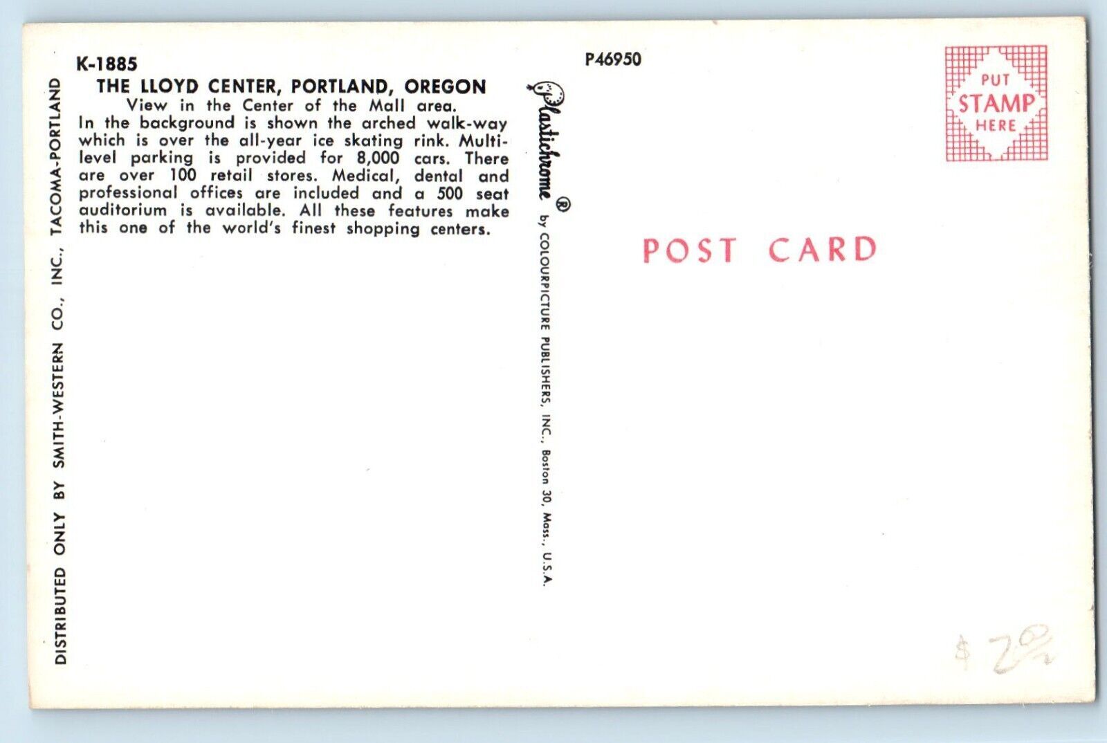 Portland Oregon Postcard Lloyd Center View Center Mall Area 1960 ...