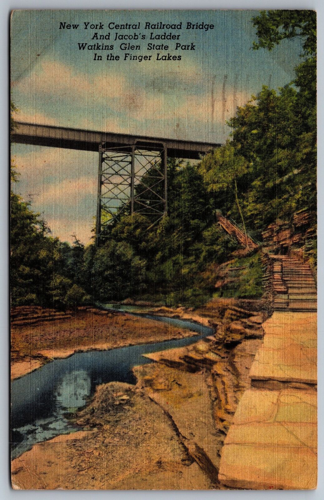 1951 NY Central Railroad Bridge & Jacob's Ladder Watkins Glen Posted ...