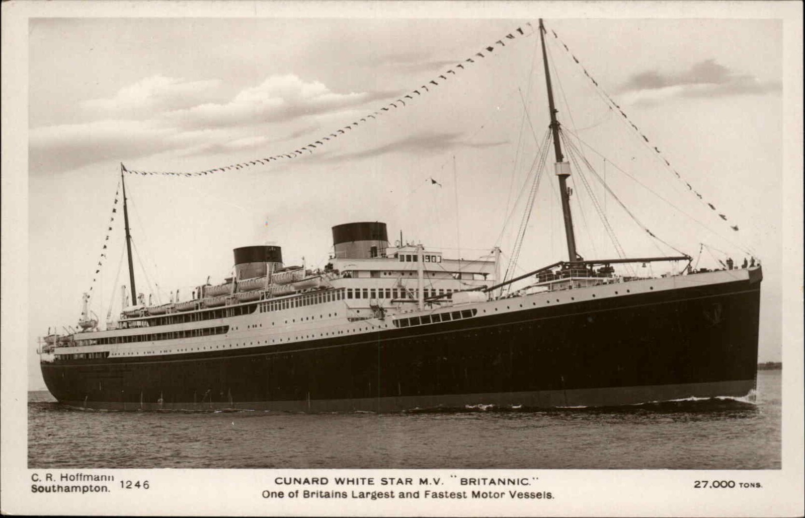 Cunard White Star MV BRITANNIC Steamship RPPC Real Photo Vintage ...