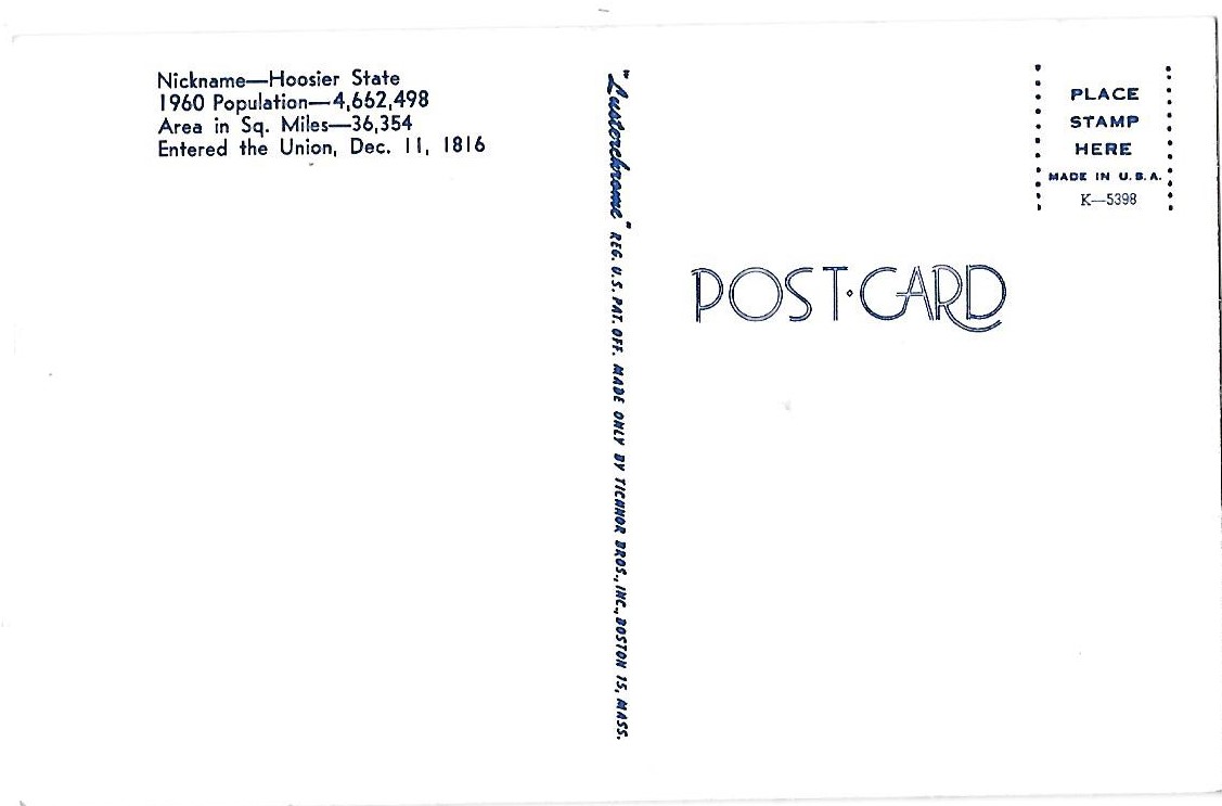 Greetings from Indiana the Hoosier State Map Card | United States ...