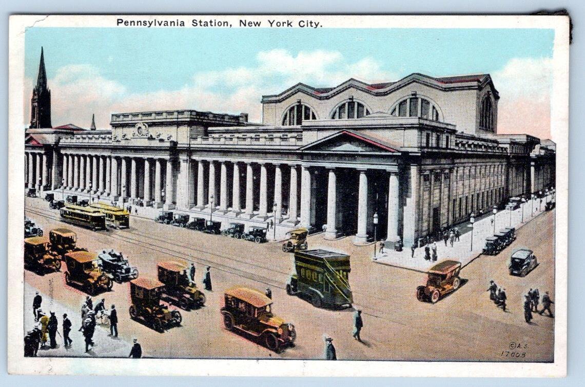 1920s Pennsylvania Station BUS Cars Trolley New York City Vintage Linen ...
