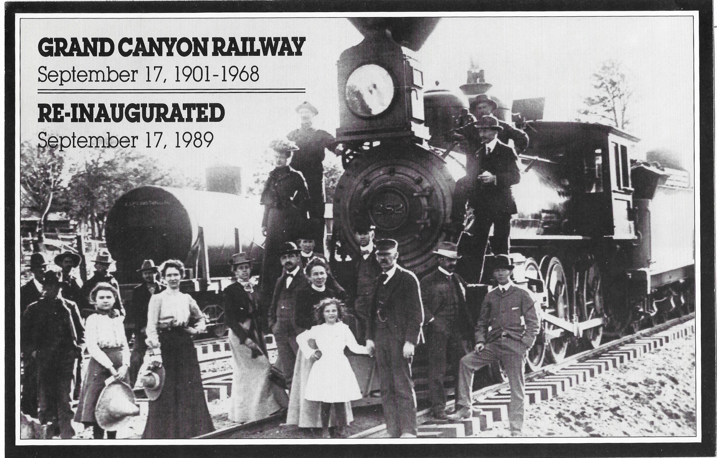 Grand Canyon Railway 1901-1968 Re-Inaugurated 1989 Three Railroad ...