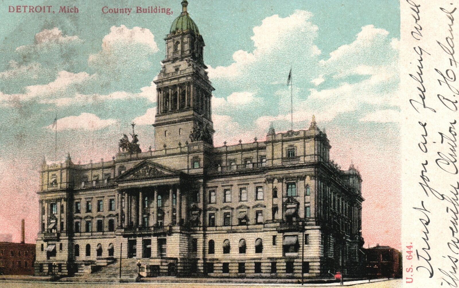Vintage Postcard 1910's County Building Detroit Michigan F. von ...