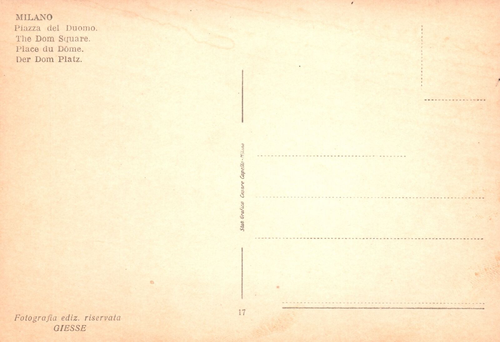 Vintage Postcard Milano Cobbled Piazza Del Duomo Gothic Cathedral Milan ...