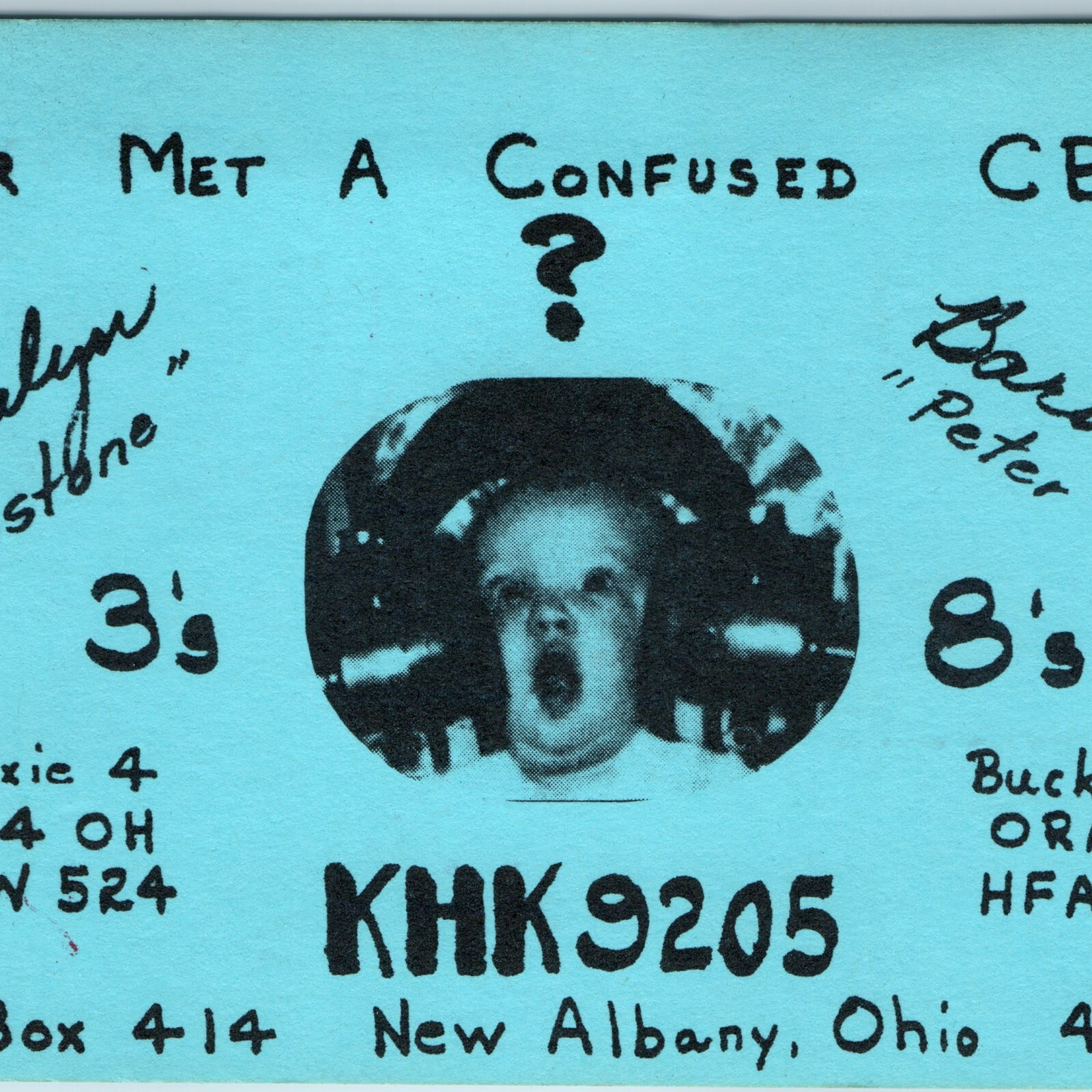 c1970s New Albany, OH Confused Comic Art QSL Radio Card Smiley Face ...