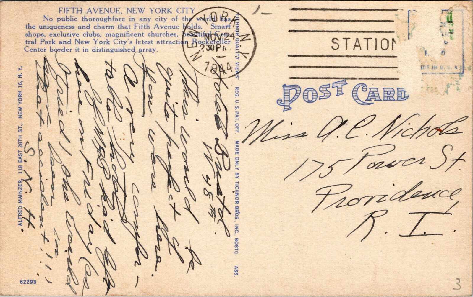 Vtg 1940s Fifth Avenue Street Scene Old Cars Buses New York City NY ...