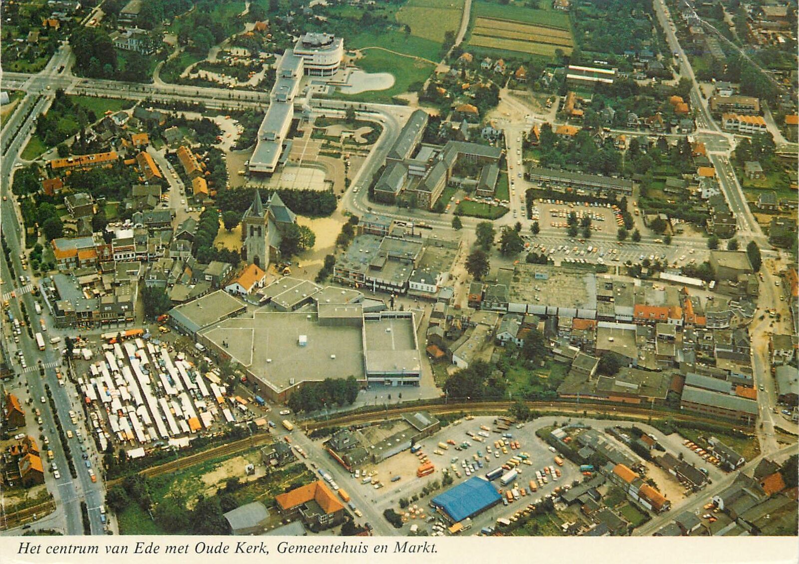 Postcard Netherlands Holland Ede met Oude Kerk aerial view | Europe ...