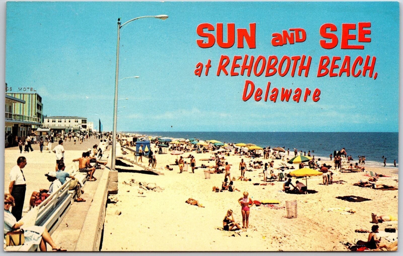 Sun And See At Rehoboth Beach Delaware Boardwalk Bathing Beach Postcard ...