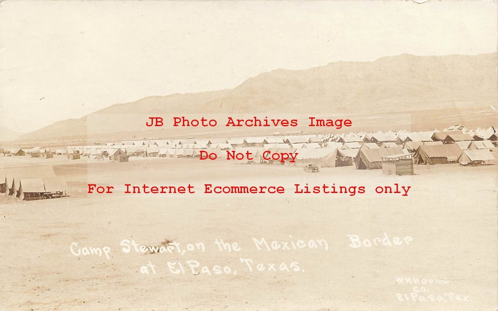 Mexico Border War, RPPC, Camp Stewart on Mexican Border at El Paso ...