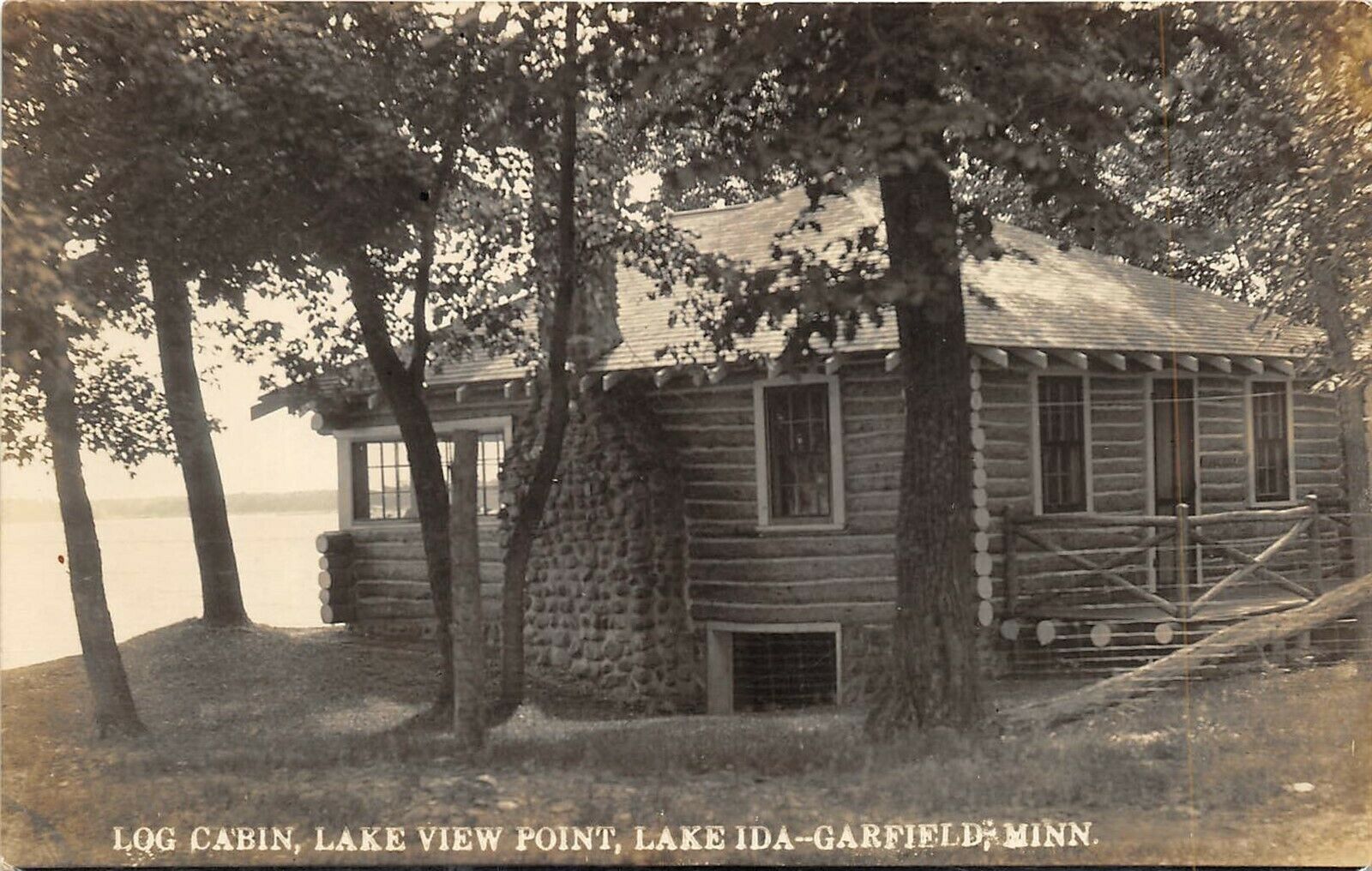 Garfield Minnesota 1940s RPPC Real Photo Postcard Log Cabin Lake Ida ...