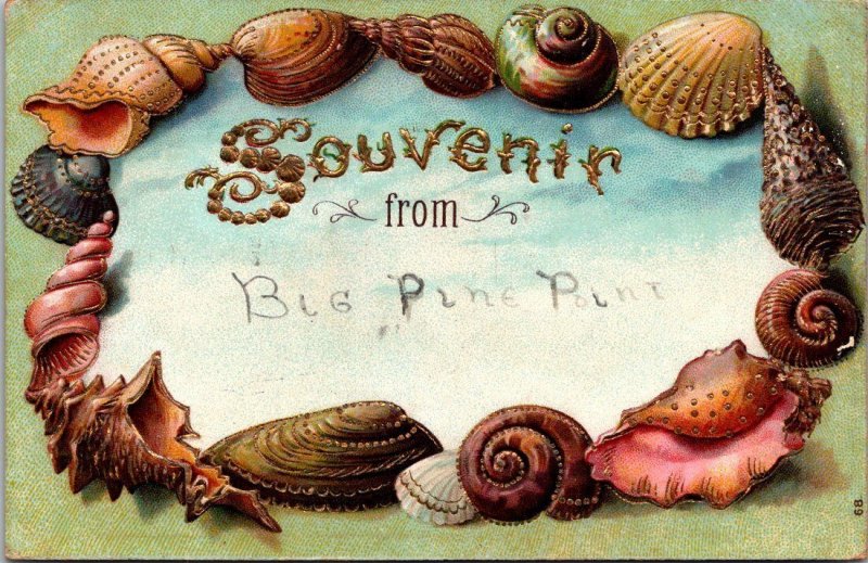 Souvenir From Big Pine Point Maine Clam Shell Border Embossed 1907 ...