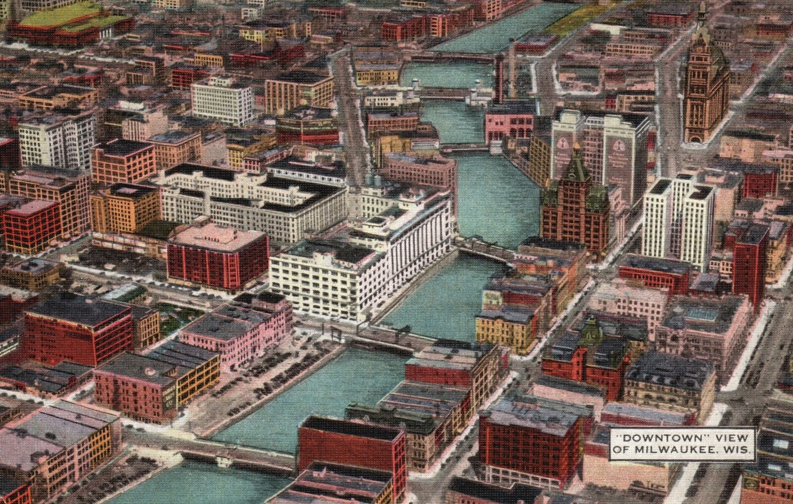 Vintage Postcard 1939 The Milwaukee River Bank And Office Buildings ...