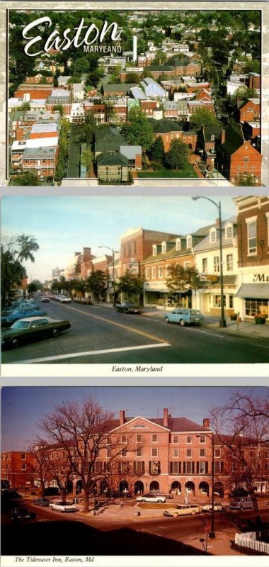 3~4X6 Postcards Easton, MD Maryland AERIAL VIEW~STREET SCENE~TIDEWATER ...