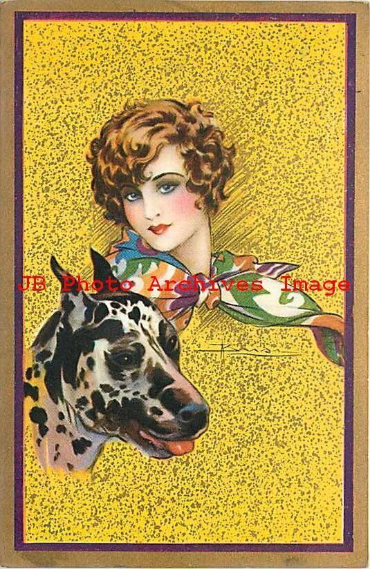Adolfo Busi, Degami No 2137, Glamour, Pretty Woman with Dog, Art Deco ...