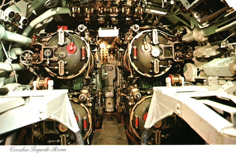 Continental Size Postcard AFT Torpedo Room of the USS Croaker WW II ...