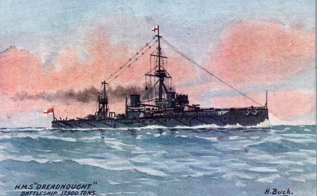 Royal Navy Battleship HMS Dreadnought Buch Rare Art Postcard | Europe ...