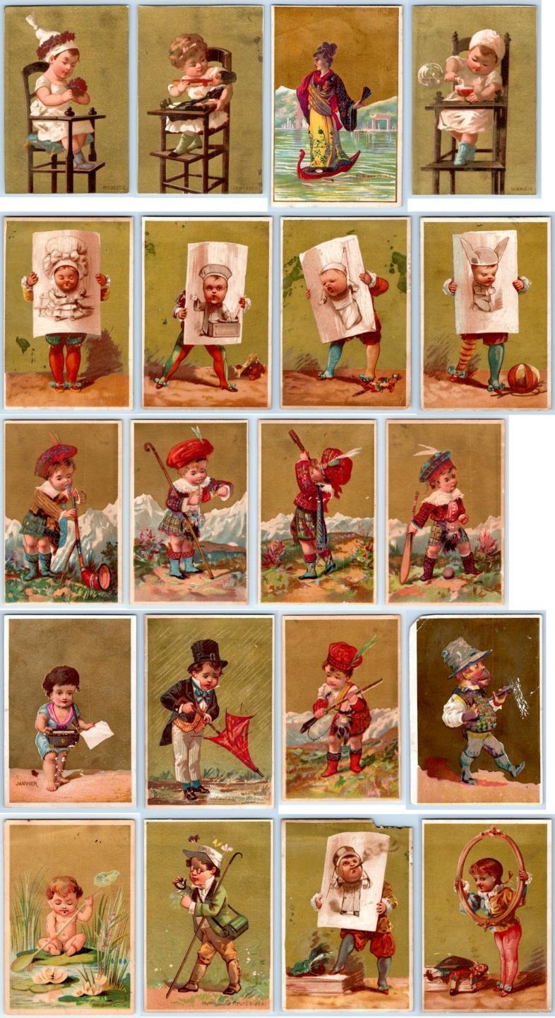 1880'S LOT of 20 Stock Victorian Trade Cards Gold Metallic Backgrounds ...
