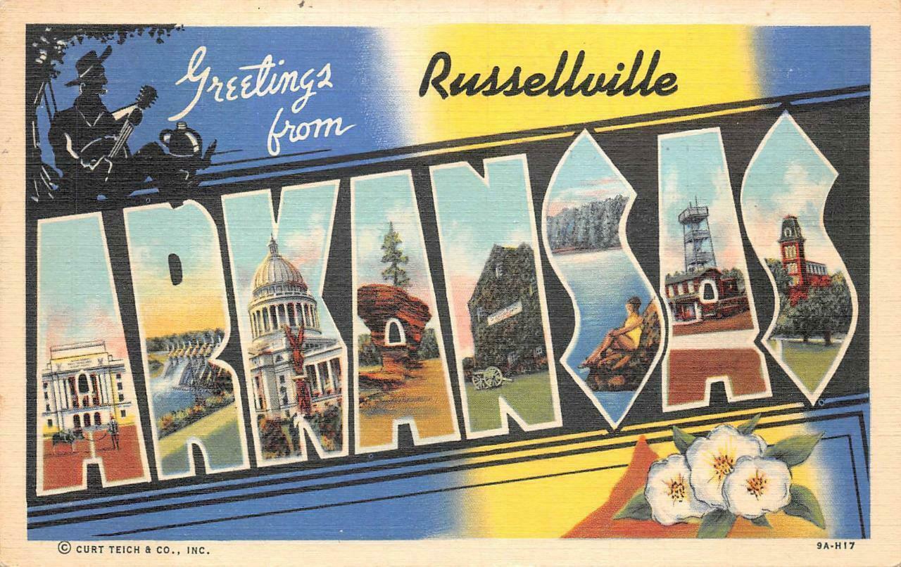 Greetings From Russellville Arkansas Large Letter Postcard 1951 ...