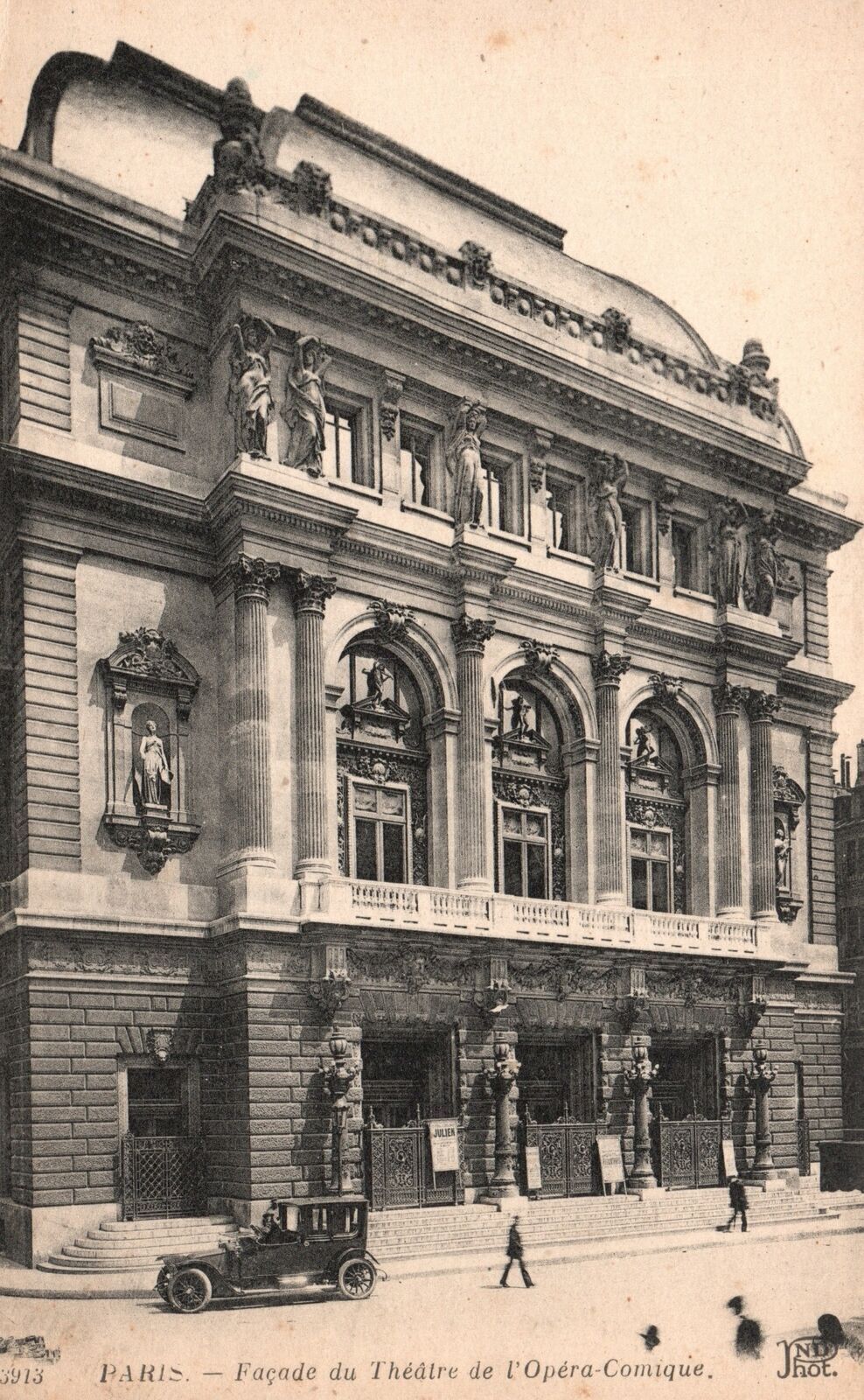 Vintage Postcard Facade Du Theatre De L'Opera Comique Opera House Paris ...