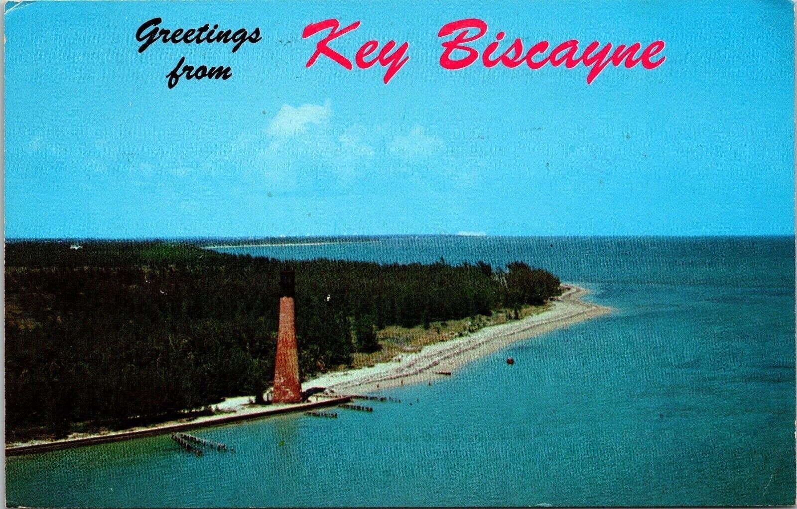 Greetings Key Biscayne Cape Florida Lighthouse Chrome Cancel WOB ...