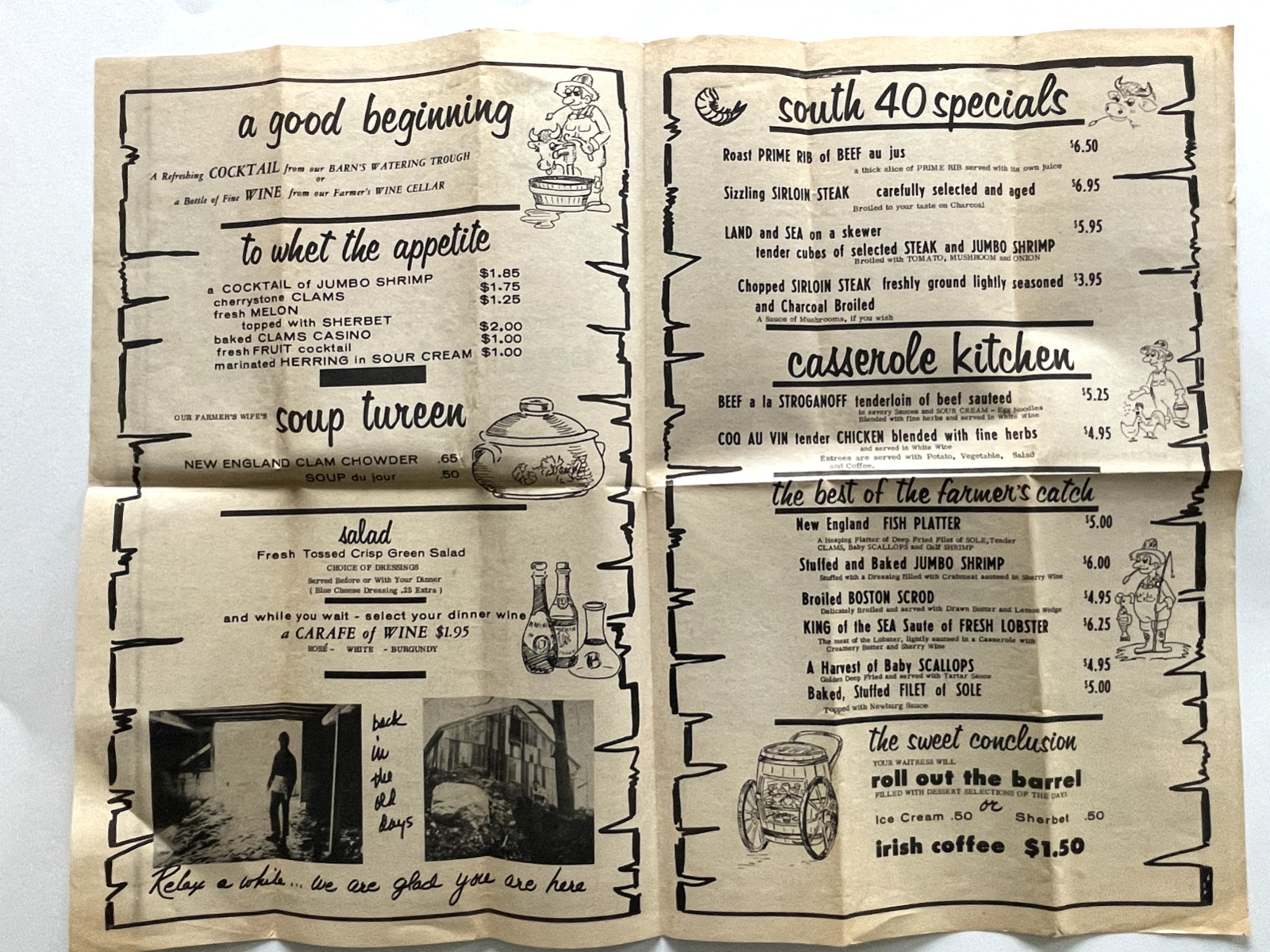 Vintage 70s The Barn Steakhouse Old Mystic CT Paper Dinner Menu ...