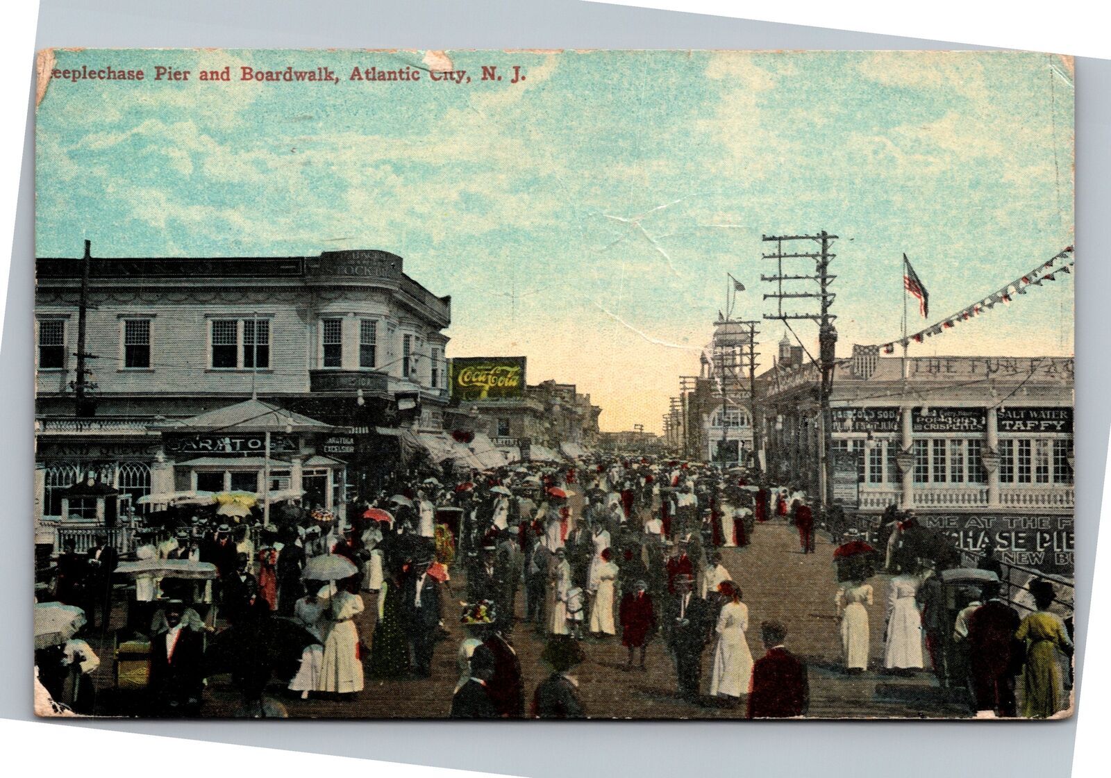 Postcard NJ Atlantic City - Steeplechase Pier and Boardwalk - Coca-cola ...