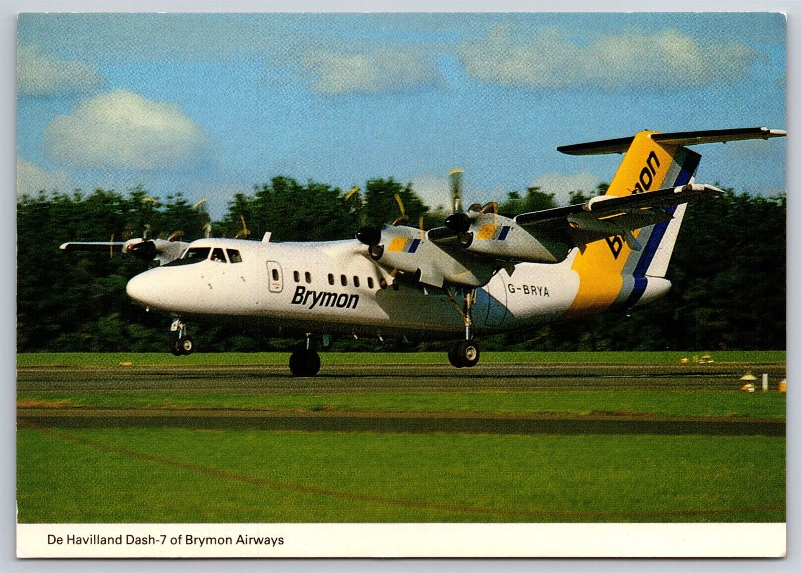 Airplane Postcard Brymon Airways Airlines De Havilland Dash 7 FP19 ...