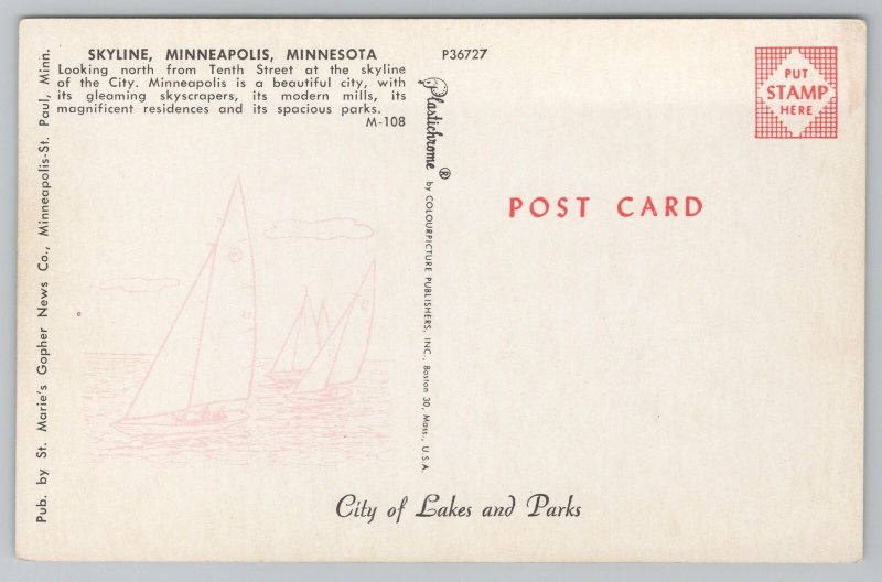 Minneapolis Minnesota~Skyline Scene From 10th Street~Vintage Postcard ...