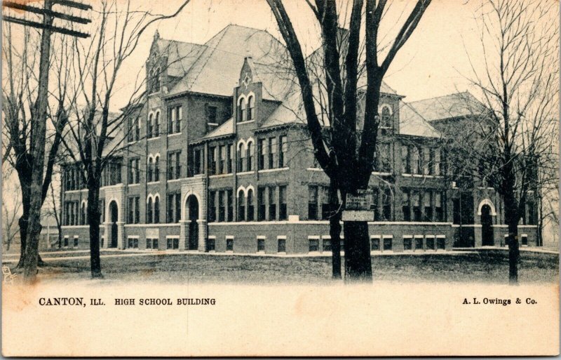 Vtg Canton Illinois IL High School Building 1907 Raphael Tuck Postcard ...