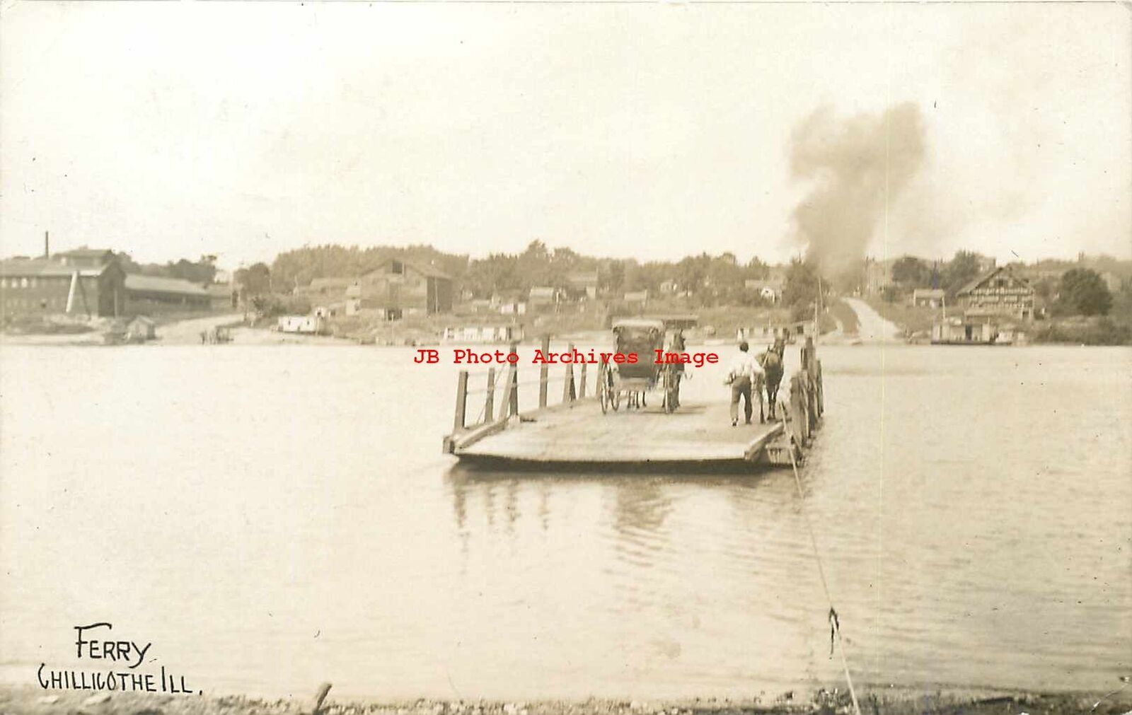 IL, Chillicothe, Illinois, RPPC, Illinois River Rope Pull Ferry, 1912 ...