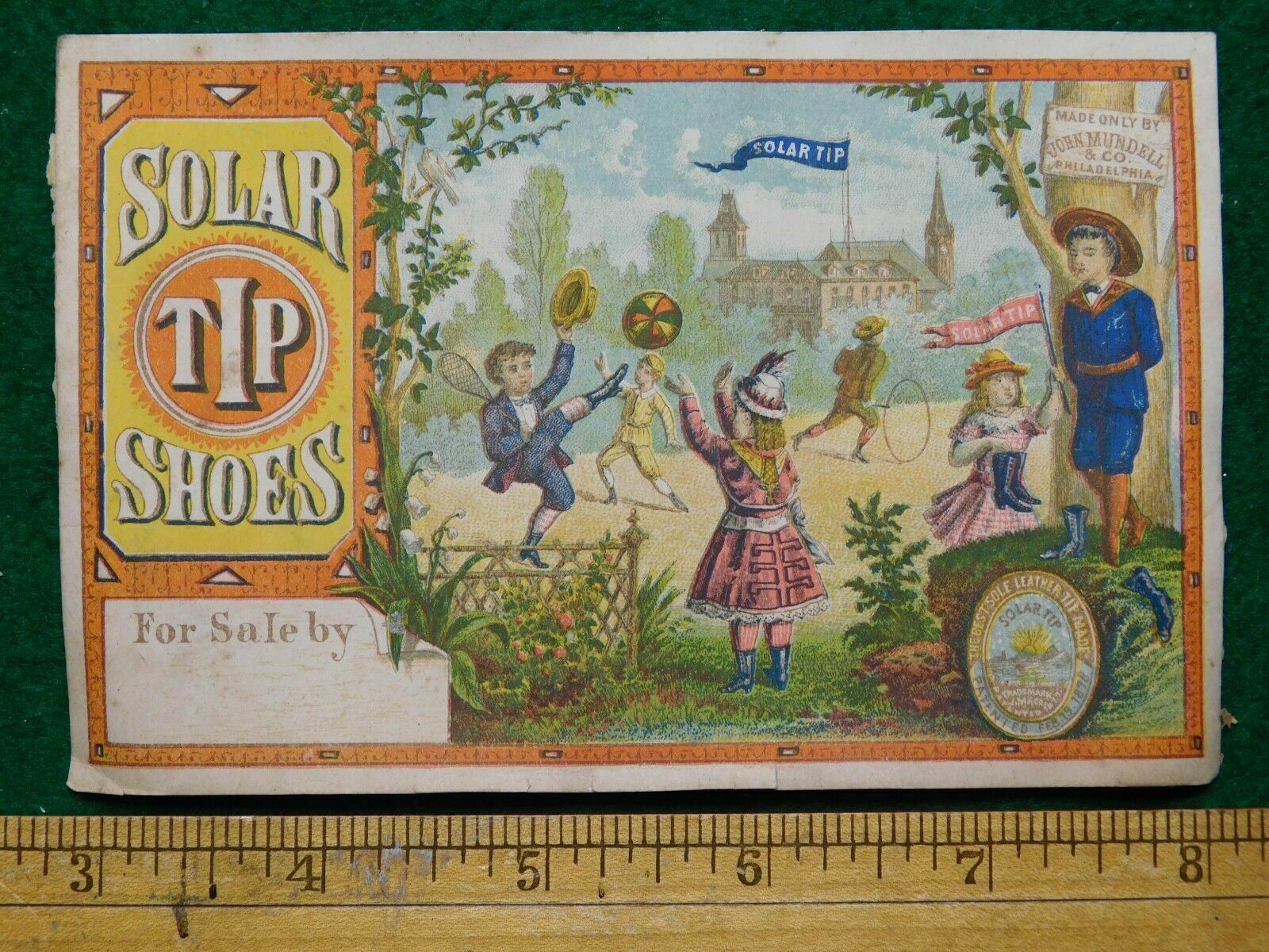 1870s-80s Solar Tip Shoes John Mundell Kids Playing Victorian Trade ...