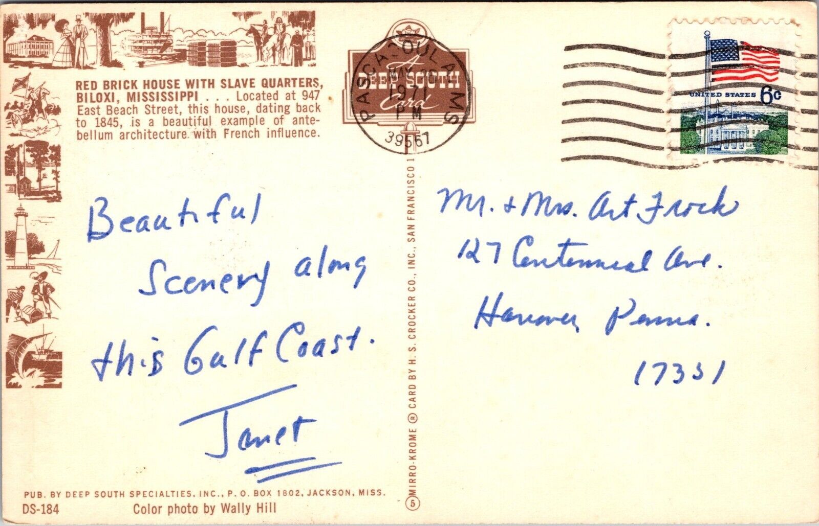 Vintage Red Brick House With Slave Quarters Biloxi Mississippi Postcard ...