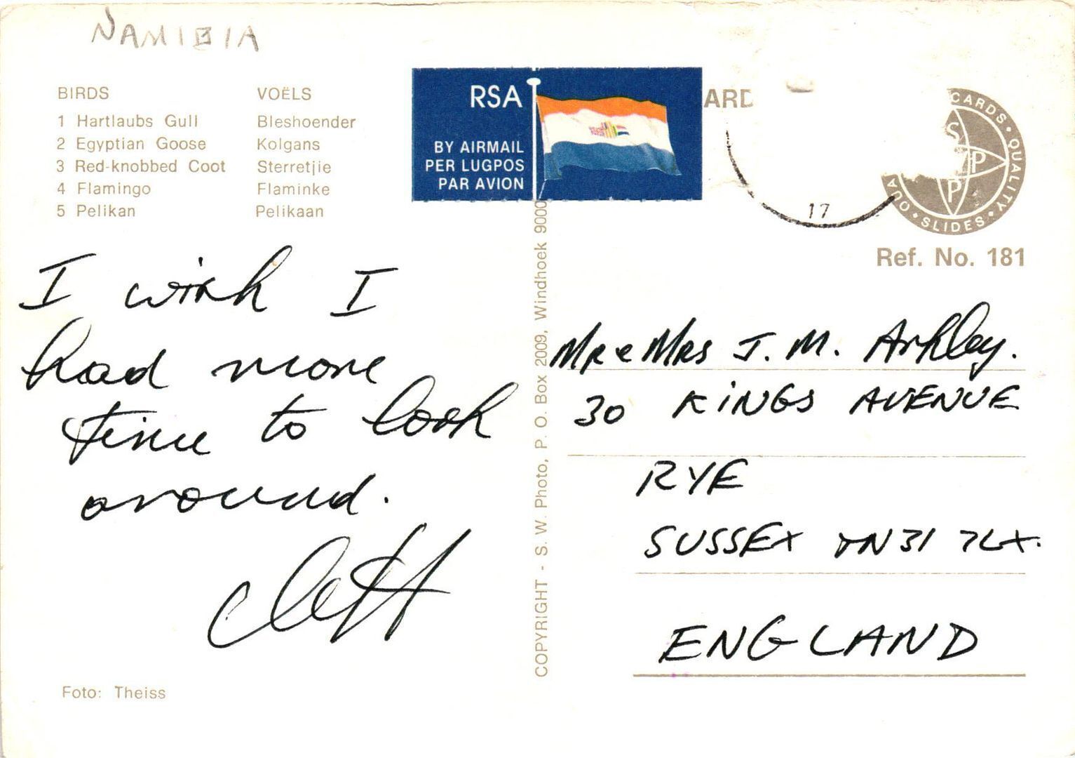 Vintage Postcard 4x6- Various Birds of Namibia | Africa - Namibia ...