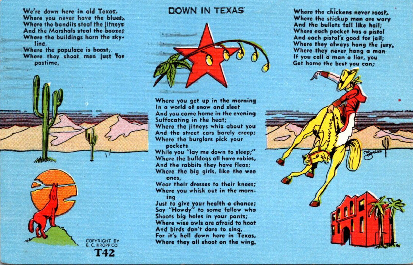 Texas Multi View With Poem Down In Texas 1956 | United States - Texas ...