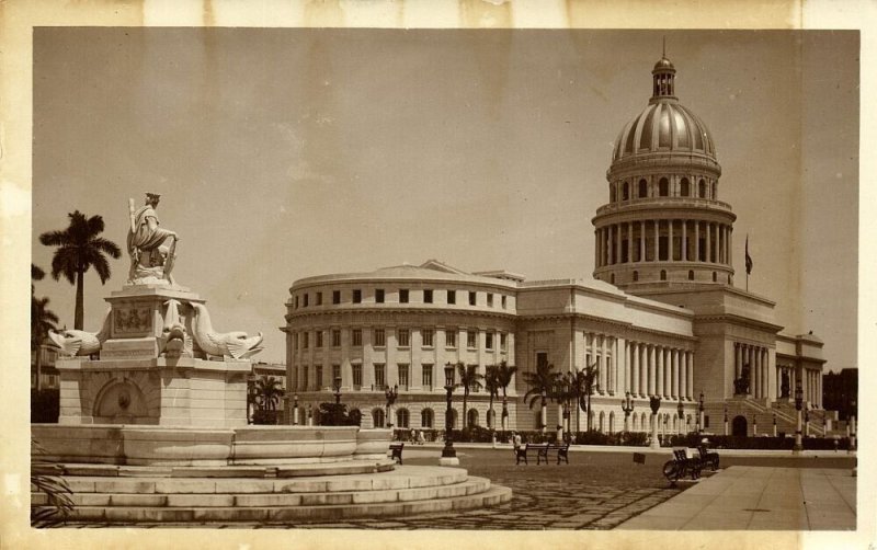 cuba, HAVANA, Capitolio desde la Fuente de la India (1920s) RPPC ...