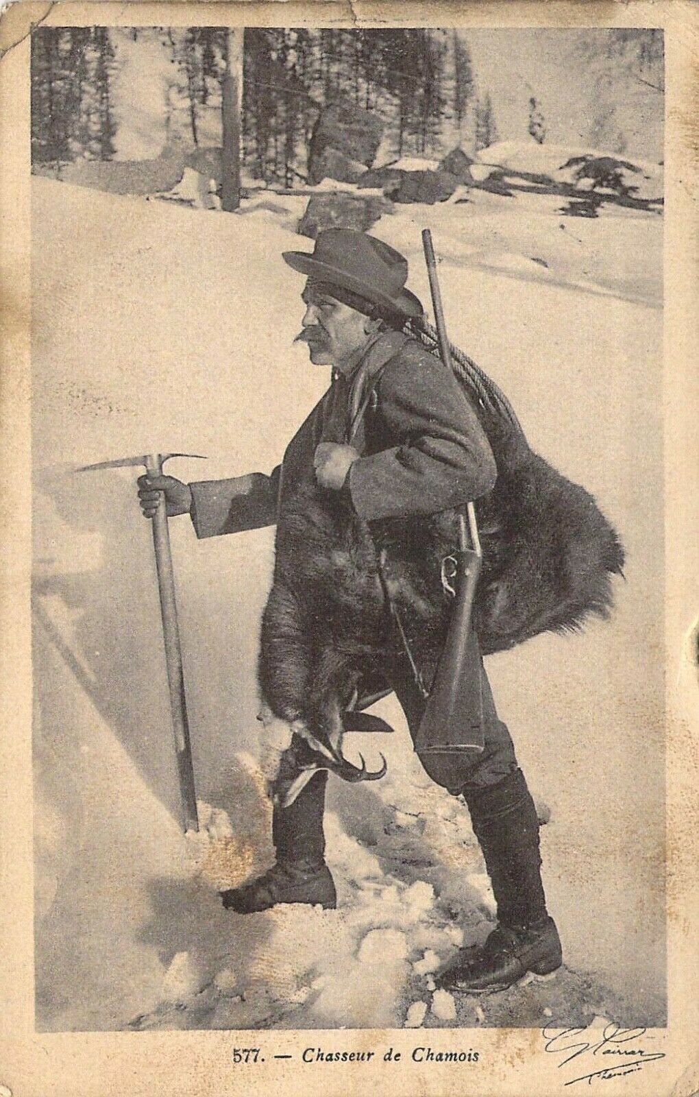 1919, AEF Soldier Mail, French Hunter with Game, message, Old Postcard ...