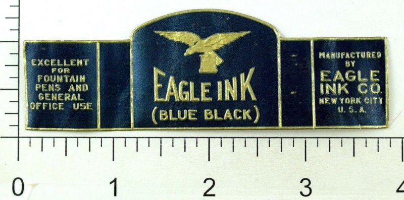 1890's-1910 Eagle Ink Co, NY Blue Black Ink Bottle Label Vintage ...