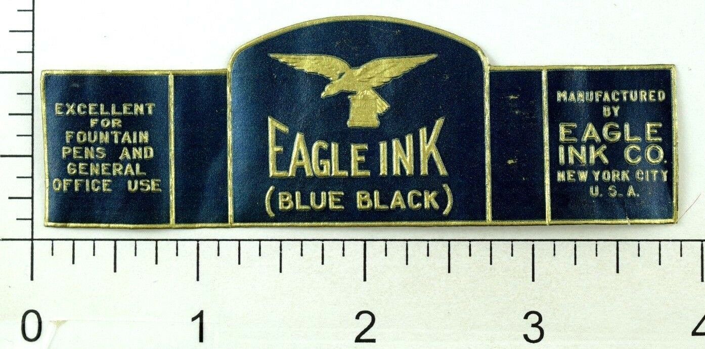 1890's-1910 Eagle Ink Co, NY Blue Black Ink Bottle Label Vintage ...