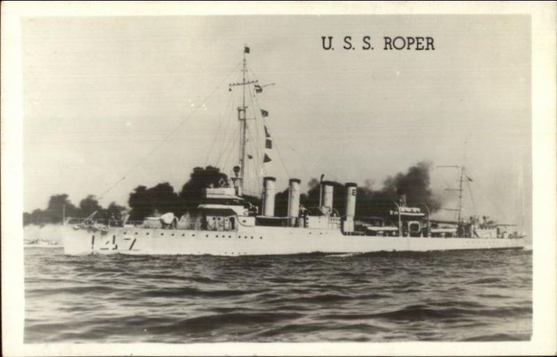 US Naval Ship USS Roper #147 WWII Era Real Photo Postcard | Topics ...