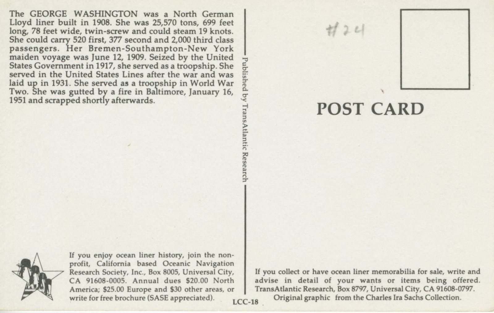 The George Washington TransAtlantic Research Troopship WW2 Vintage ...