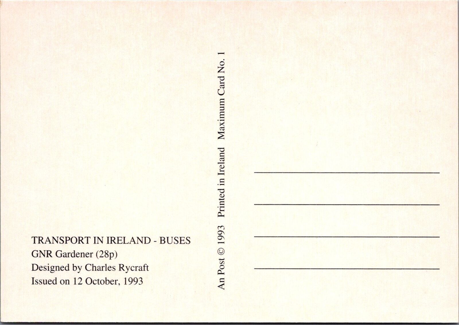 Transport Stamp Postcard - Transport in Ireland, Buses, GNR Gardener ...