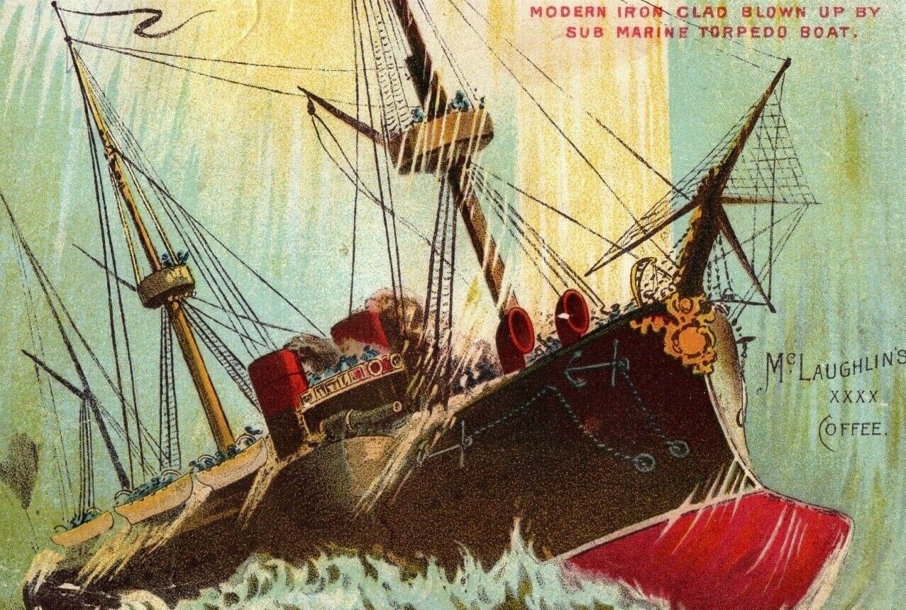 1890's Capt. John Ericsson Navy USS Destroyer Submarine Attack Trade ...