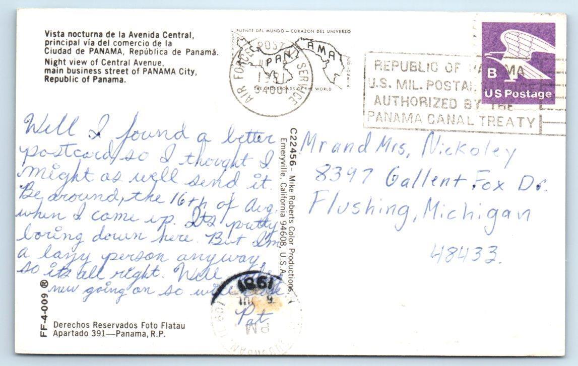 PANAMA CITY, Panama ~ Night View CENTRAL AVENUE Business Street Scene ...