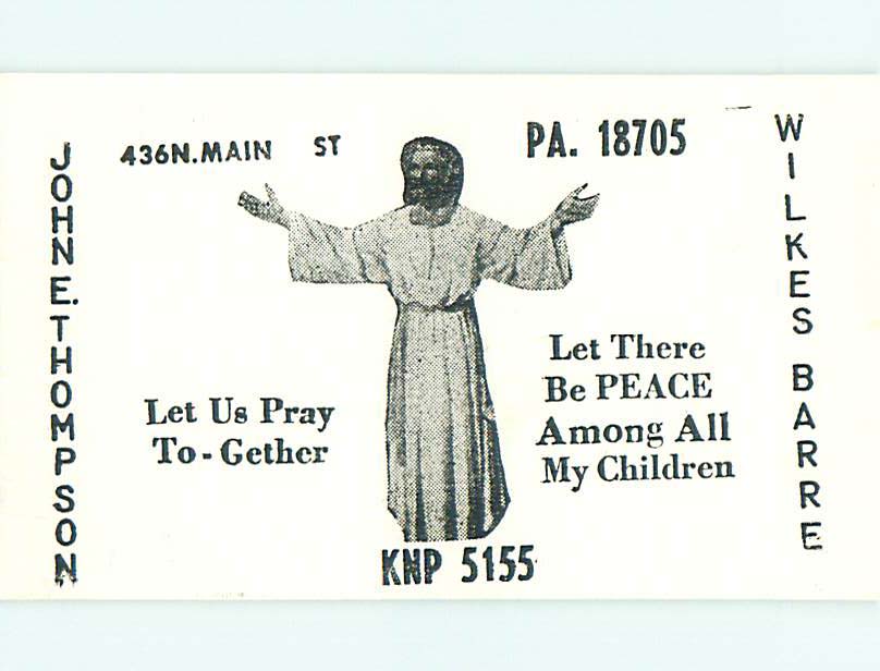 Jesus Christ RELIGIOUS - QSL CB HAM RADIO CARD Wilkes-Barre PA t9763 ...