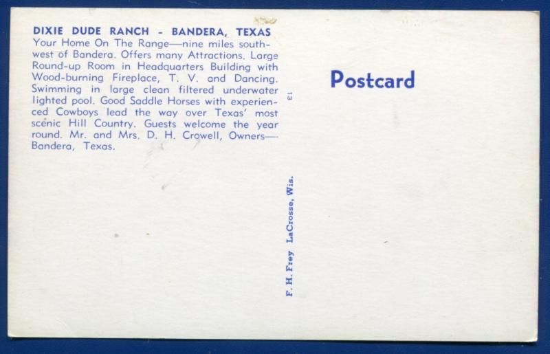 Bandera Texas tx Dixie Dude Ranch entrance view postcard | United ...