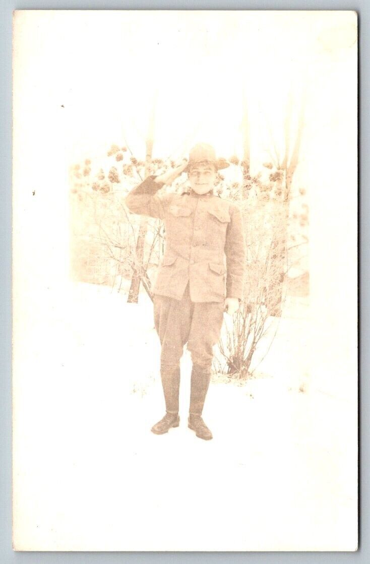RPPC US Army Soldier WW1 Saluting - Real Photo Postcard c1918 | United ...