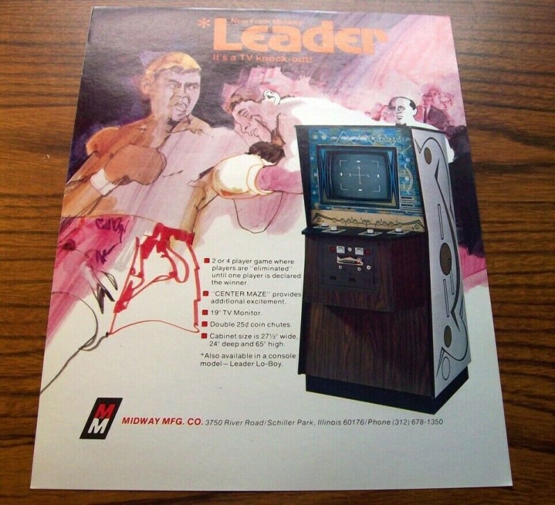 Midway Leader Arcade FLYER Original NOS Video Game Art Print Sheet ...