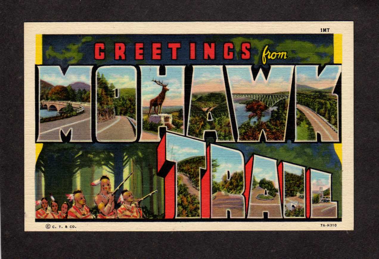 MA Greetings From Mohawk Valley Mass Massachusetts Linen Large Letter ...