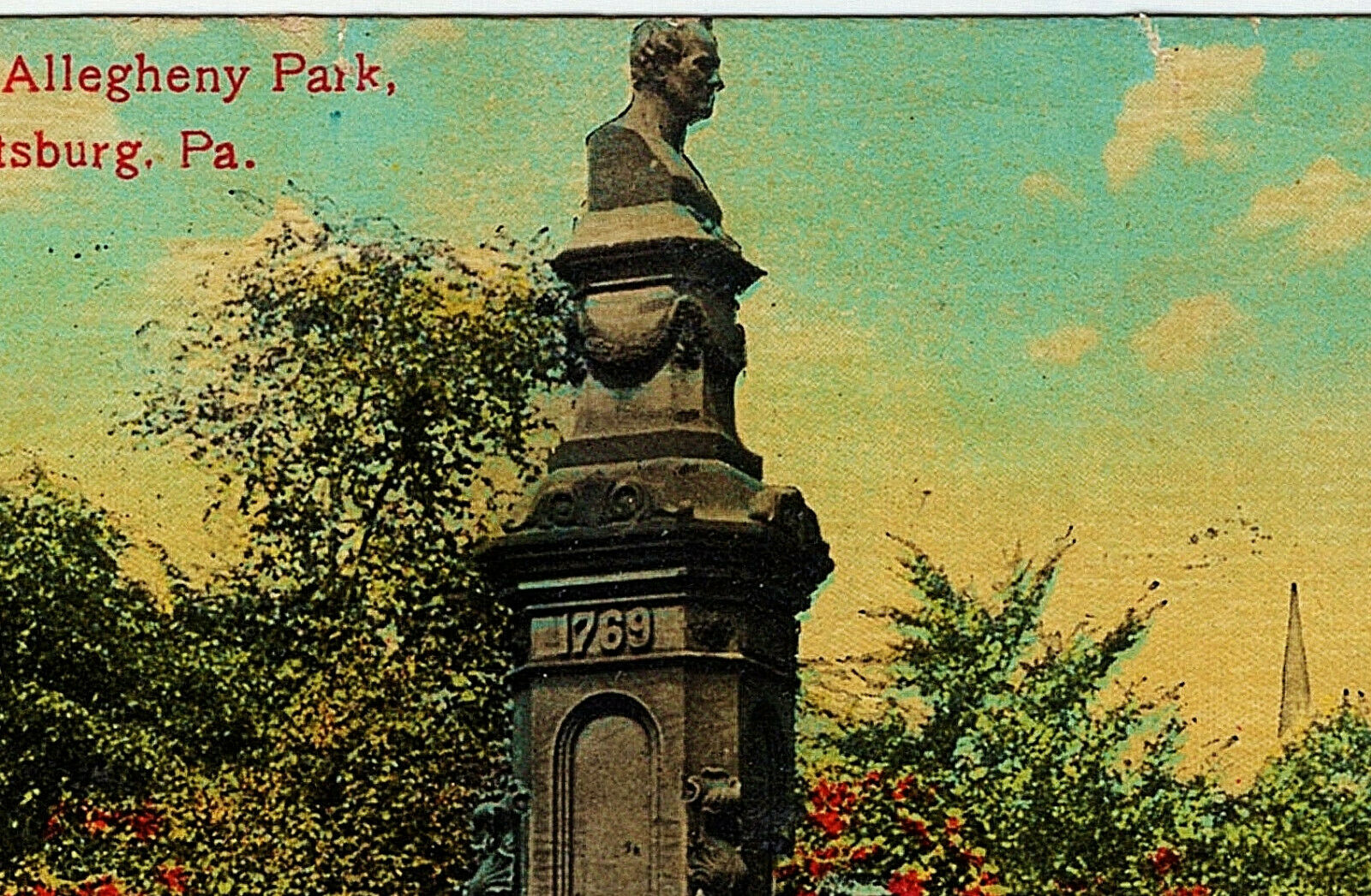 1910 Pittsburgh PA Humboldt Monument Allegheny Park North Side RARE DB ...